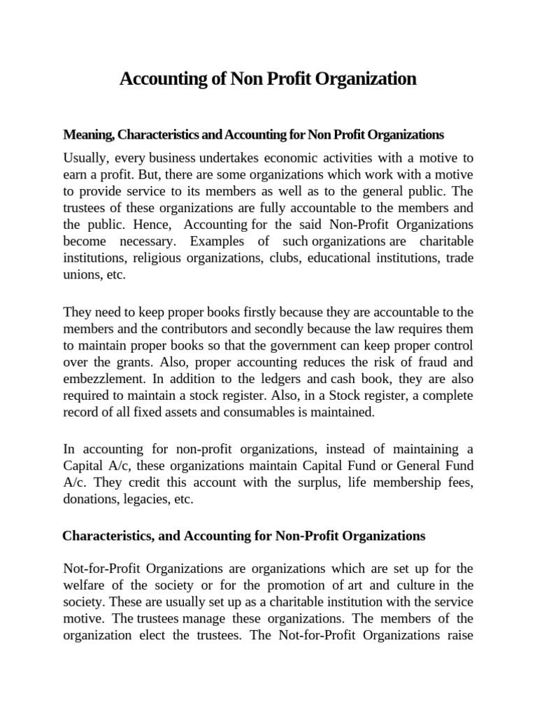 Non Profit Organization | PDF | Debits And Credits | Expense
