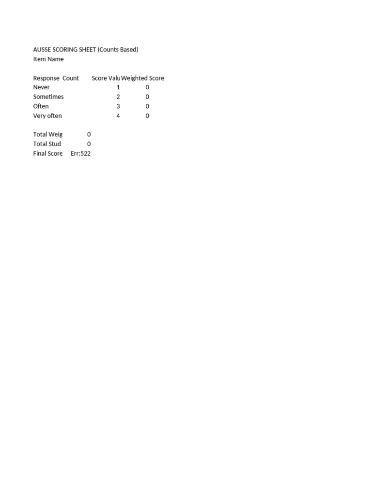 Scoring Sheet Counts | PDF