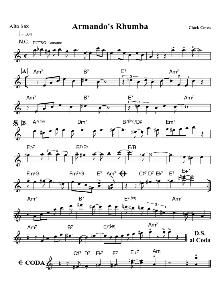 Armando’s Rhumba Lead Sheet | PDF