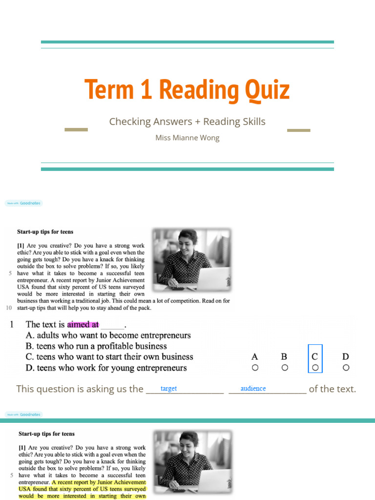 2526 T1 F3 Reading Quiz - S | PDF | Human Communication | Linguistics