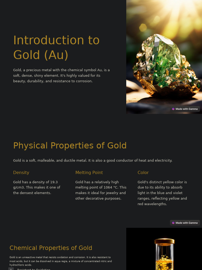 Properties and Uses of Gold (Au) | PDF | Gold | Mining