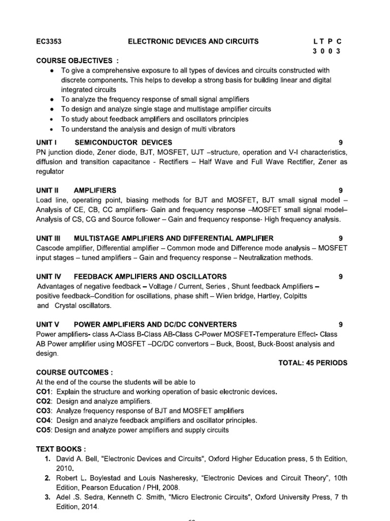Ec3353 Electronic Devices and Circuits | PDF