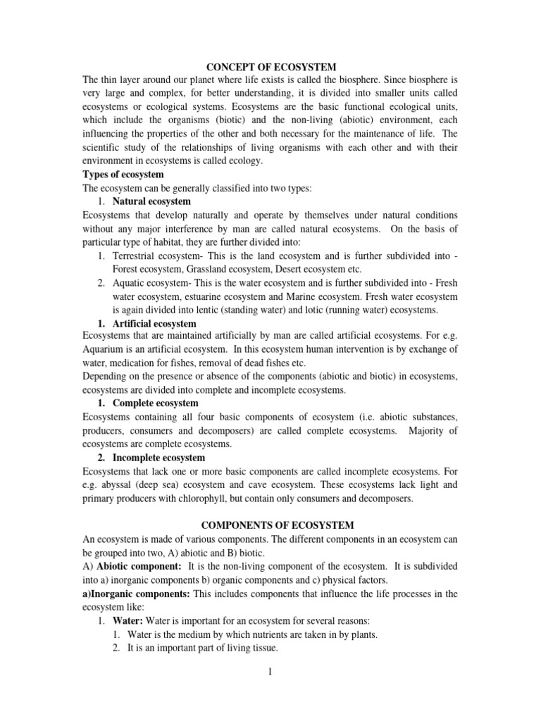 Unit 2. Concept of Ecosystem Notes Dec 2025 | PDF | Food Web | Ecosystem