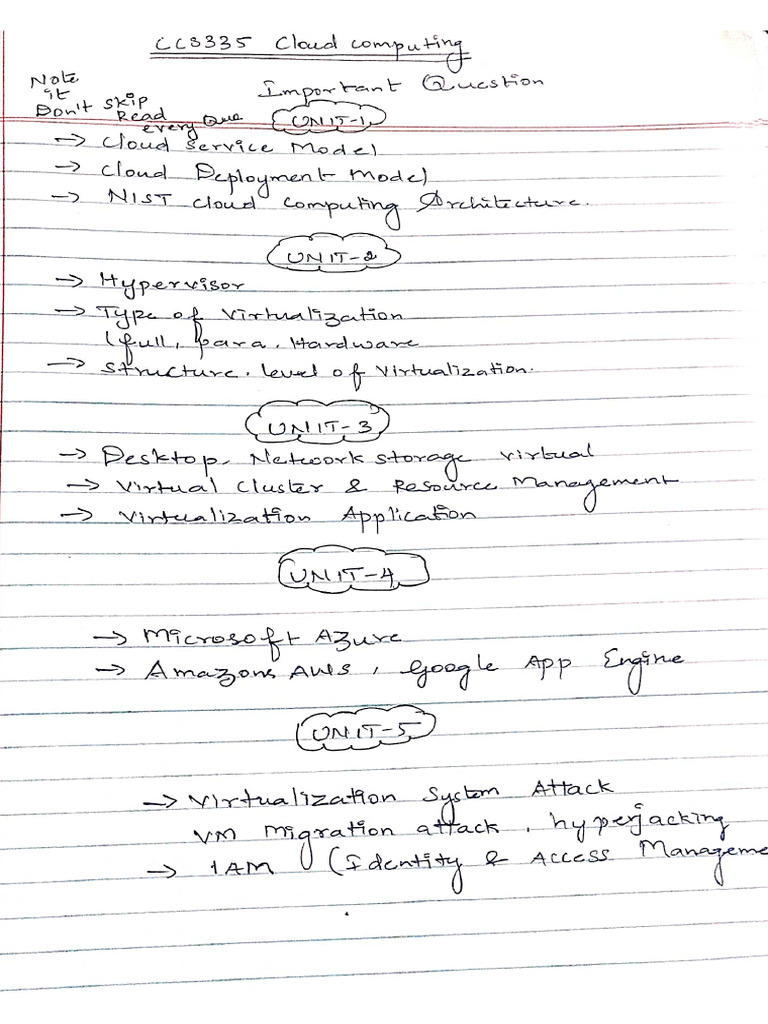 Ccs335 Cloud Computing Important Questions | PDF