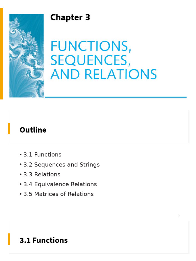 Chapter 3 Function, sequence and Relations | PDF | Function (Mathematics) | Applied Mathematics