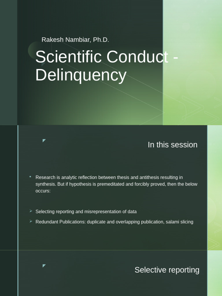 Scientific Conduct - Delinquency - NOTES | PDF | Bias | Data Analysis