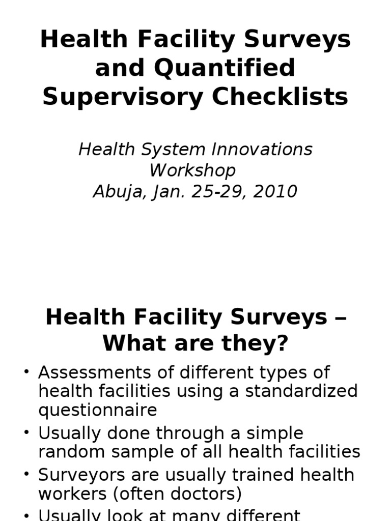 Health Facility Surveys QSC | PDF | Survey Methodology | Malaria
