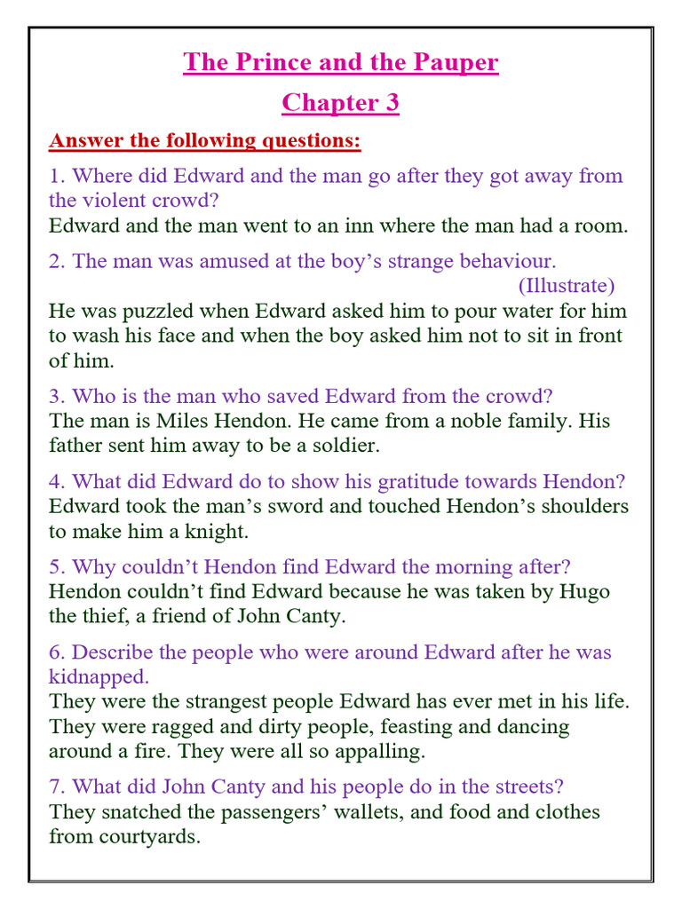 The Prince and The Pauper Ch.3 - Model Answer | PDF | The Prince And ...