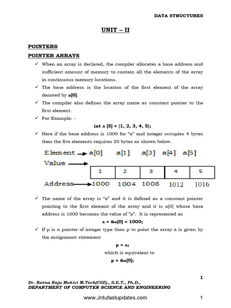 Data Structures Through C R20 - Unit-2 | PDF | Pointer (Computer Programming) | Integer ...