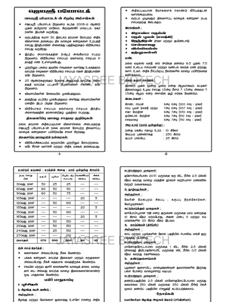 JSB Banana Growing Techniques in Tamil | PDF