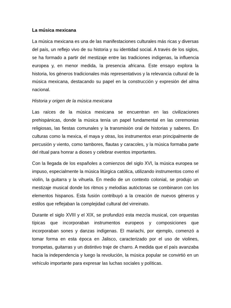 La Música Mexicana | PDF | México | Instrumentos musicales