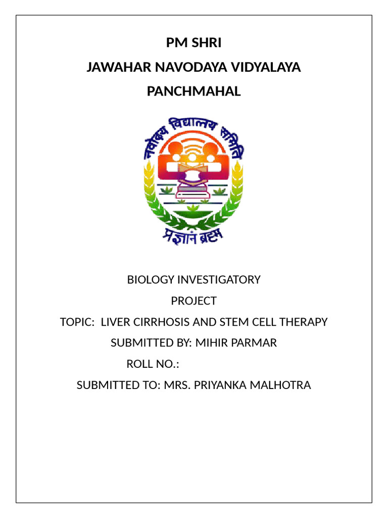 BIOLOGY PROJECT Liver Project Front PG | PDF | Sewage Treatment | Sewage