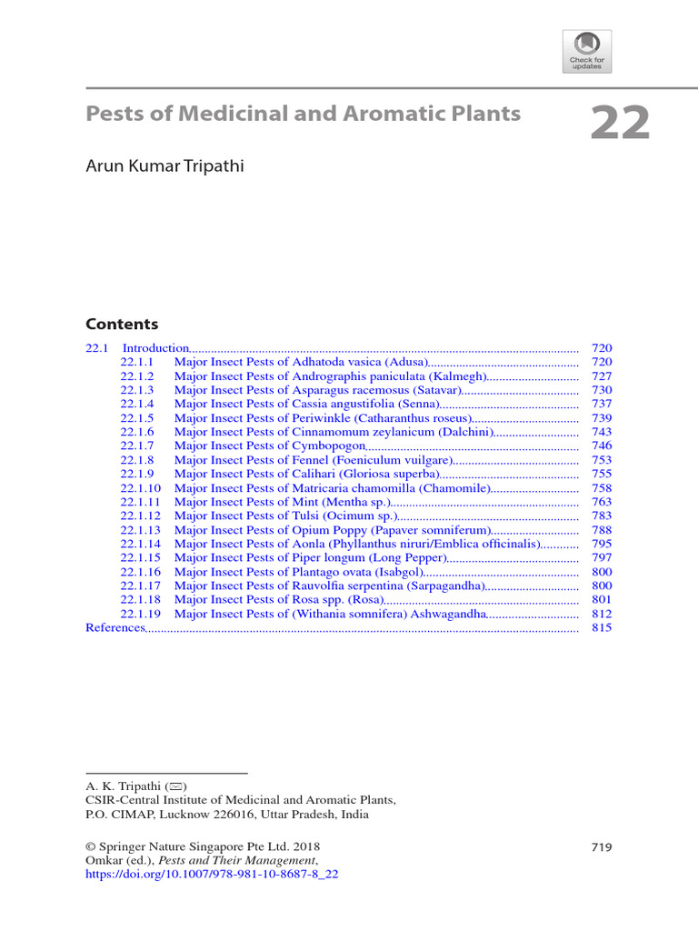 Pests of Medicinal and Aromatic Plants | PDF | Beetle | Insects