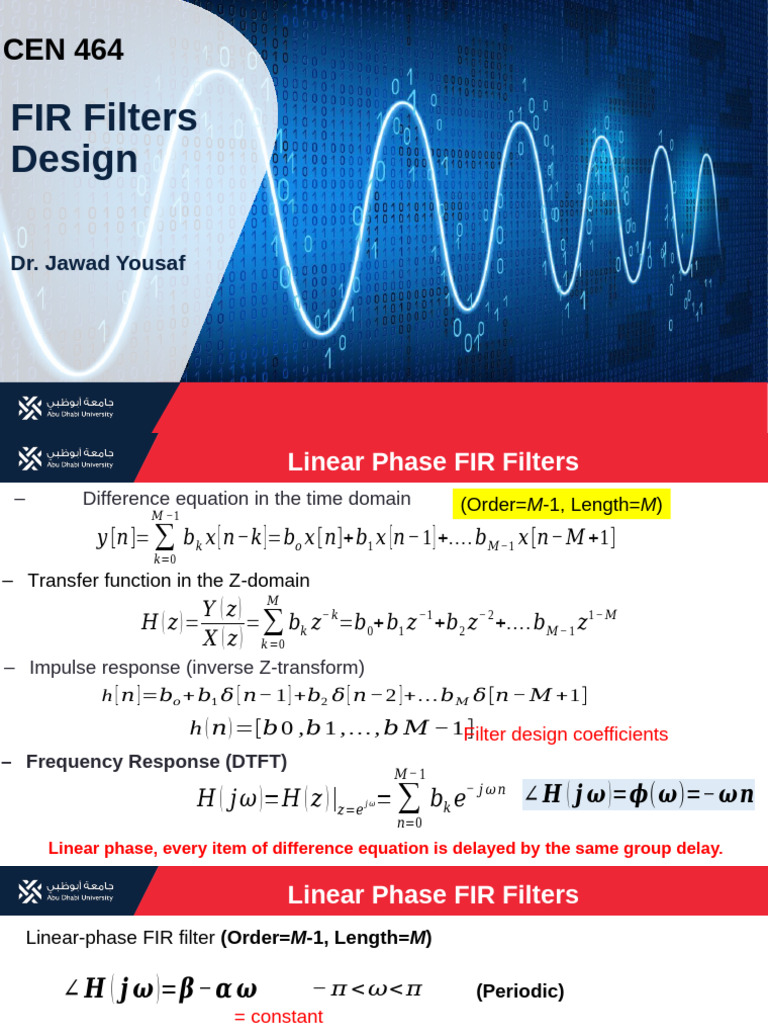 Topic 6- Design of FIR Filters | PDF | Filter (Signal Processing) | Computer Engineering