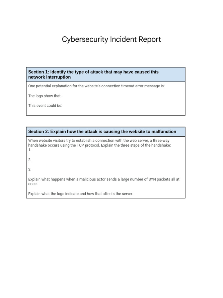 Cybersecurity Incident Report | PDF