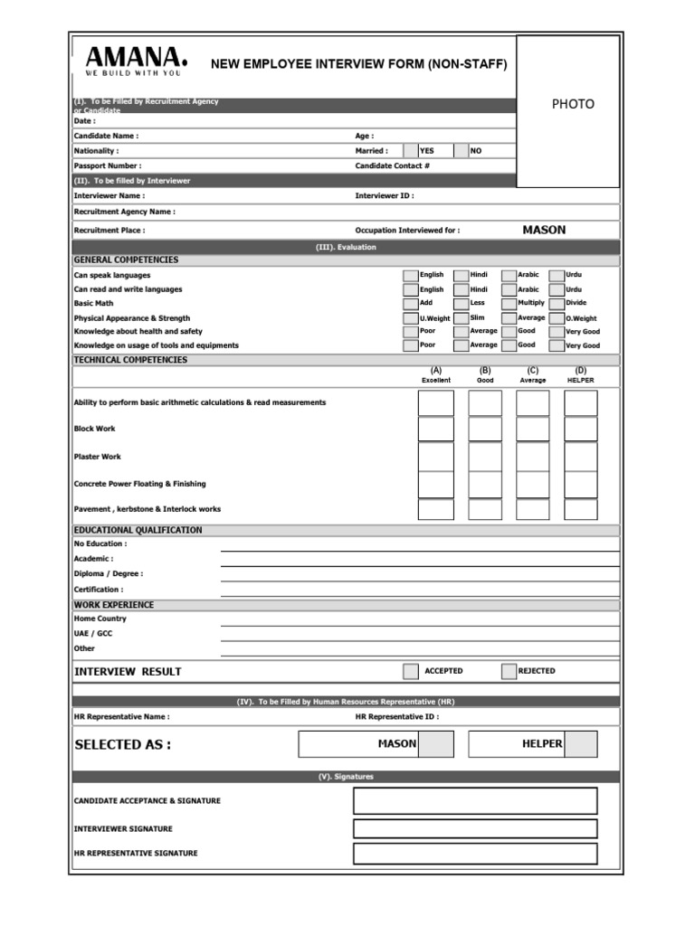3.MASON - Interview Form | PDF | Recruitment