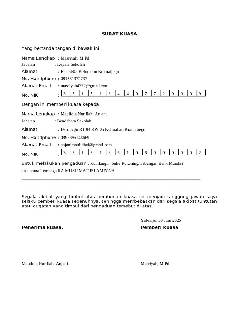 Format Surat Kuasa | PDF