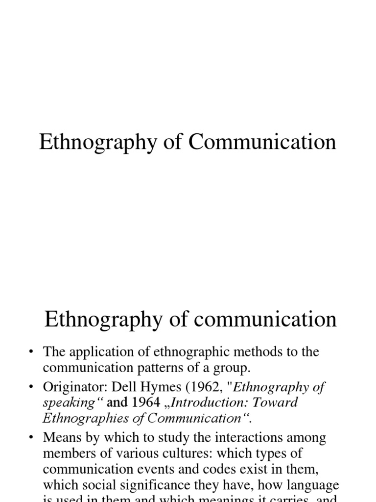 Ethnography Of Communication Pdf Ethnography Linguistics