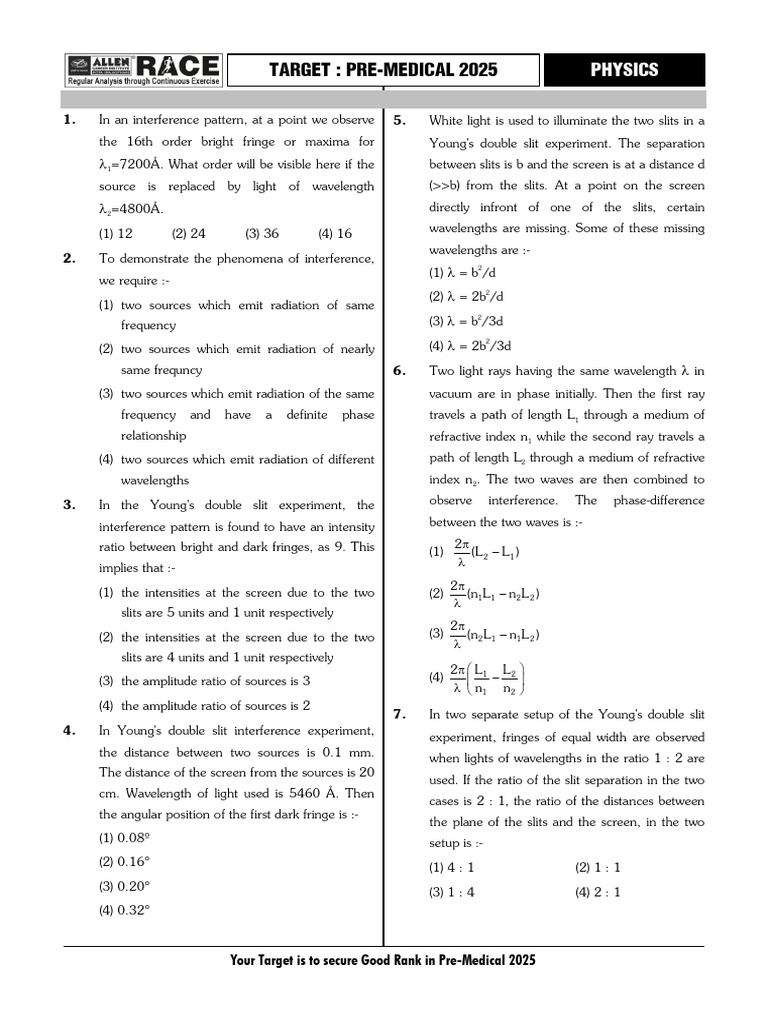 Wave Optics | PDF | Wavelength | Diffraction