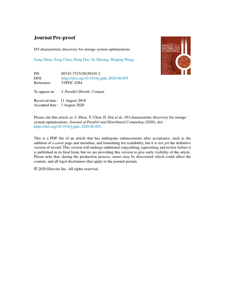 I/O Characteristic Discovery for Storage Optimization | PDF | Principal ...