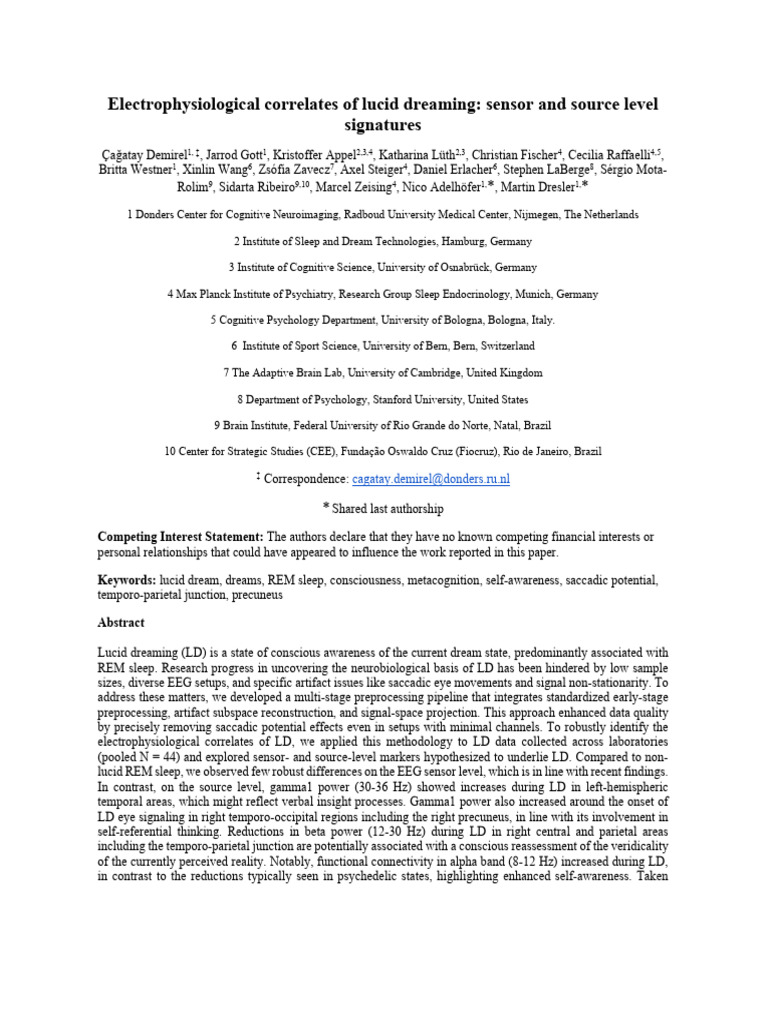 Lucid Dream | PDF | Electroencephalography | Sleep