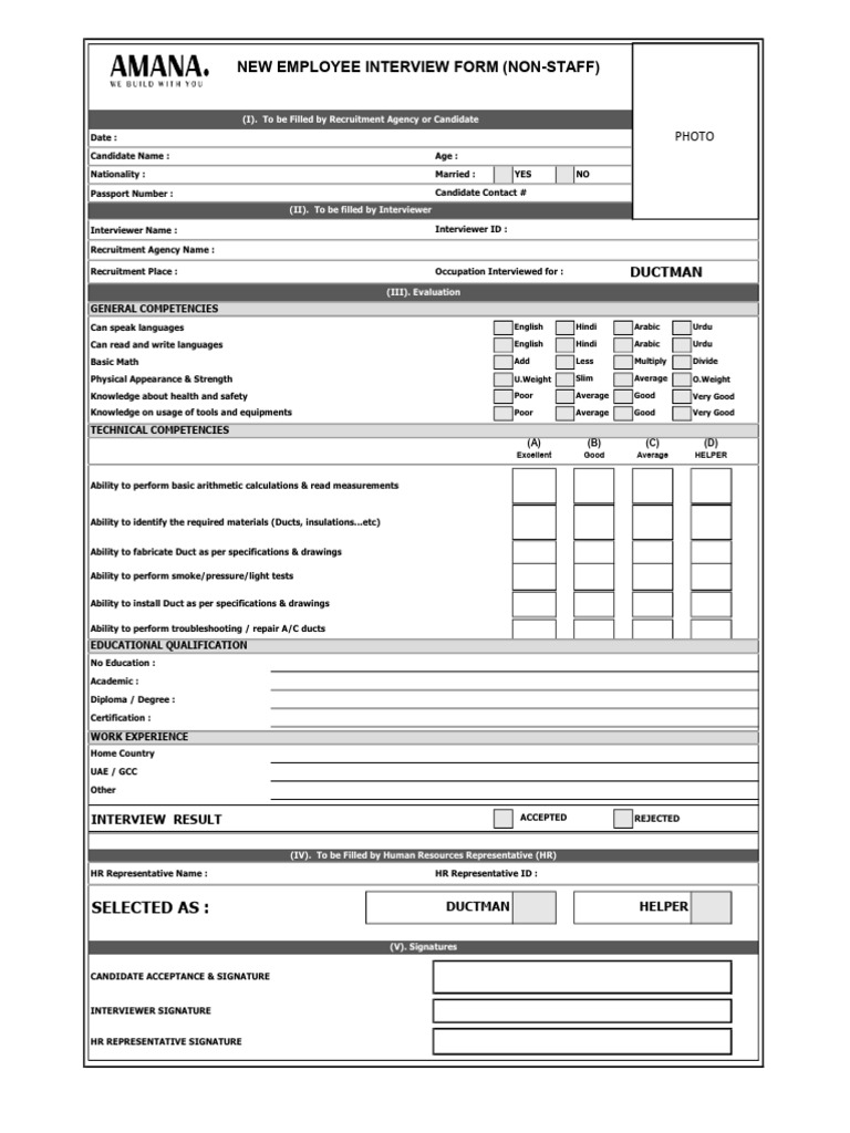New Employee Interview Form Template | PDF | Recruitment