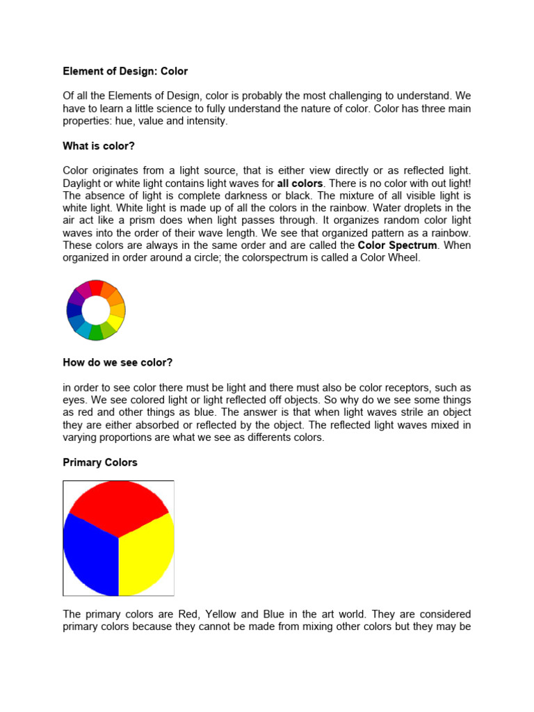 Understanding Color in Design Elements | PDF | Color | Light