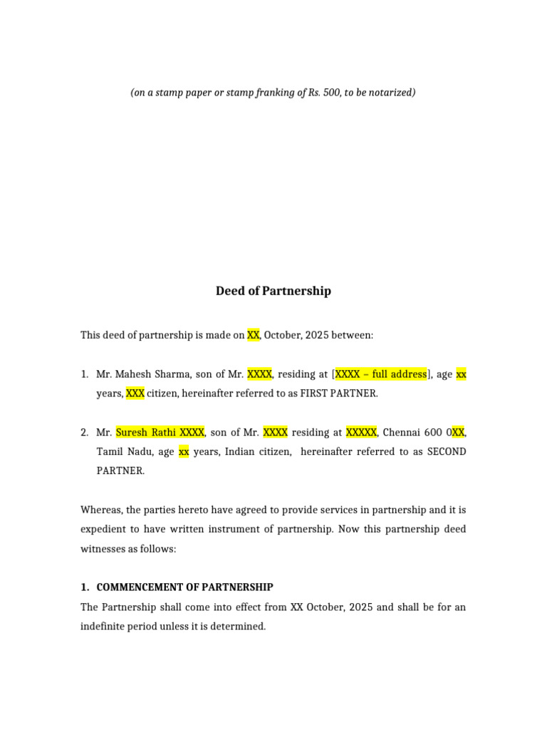 Partnership Deed for Digital Services | PDF | Partnership | Banks