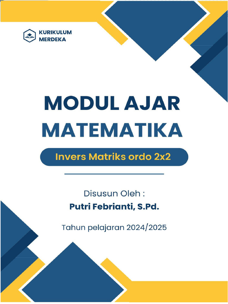 Invers Matriks Ordo 2x2 untuk SMA | PDF