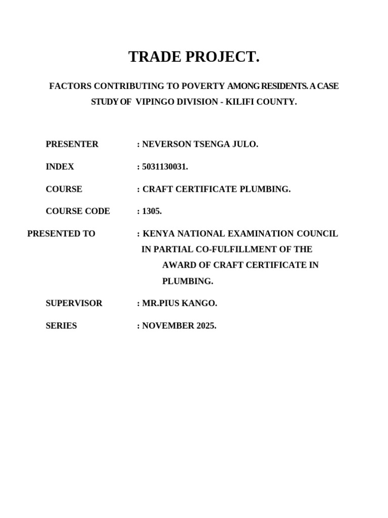 Neverson Tsenga Julo RSCH Poverty in Vipingo | PDF | Poverty | Poverty ...