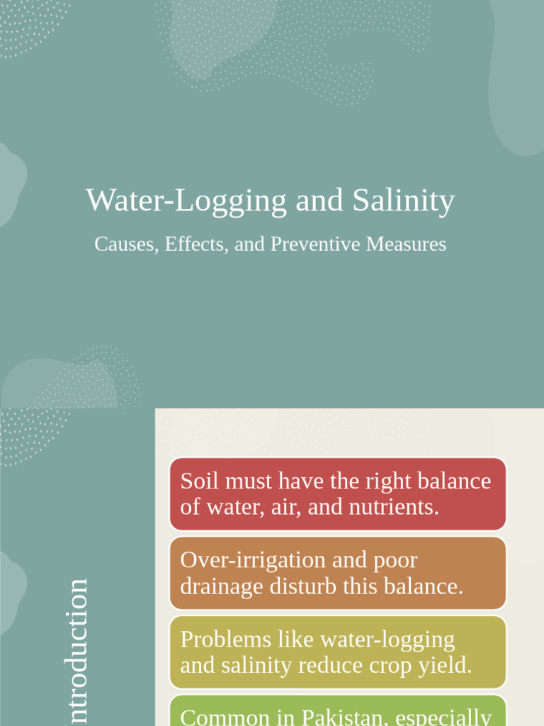 Water_Logging_and_Salinity_Presentation | PDF | Soil | Groundwater