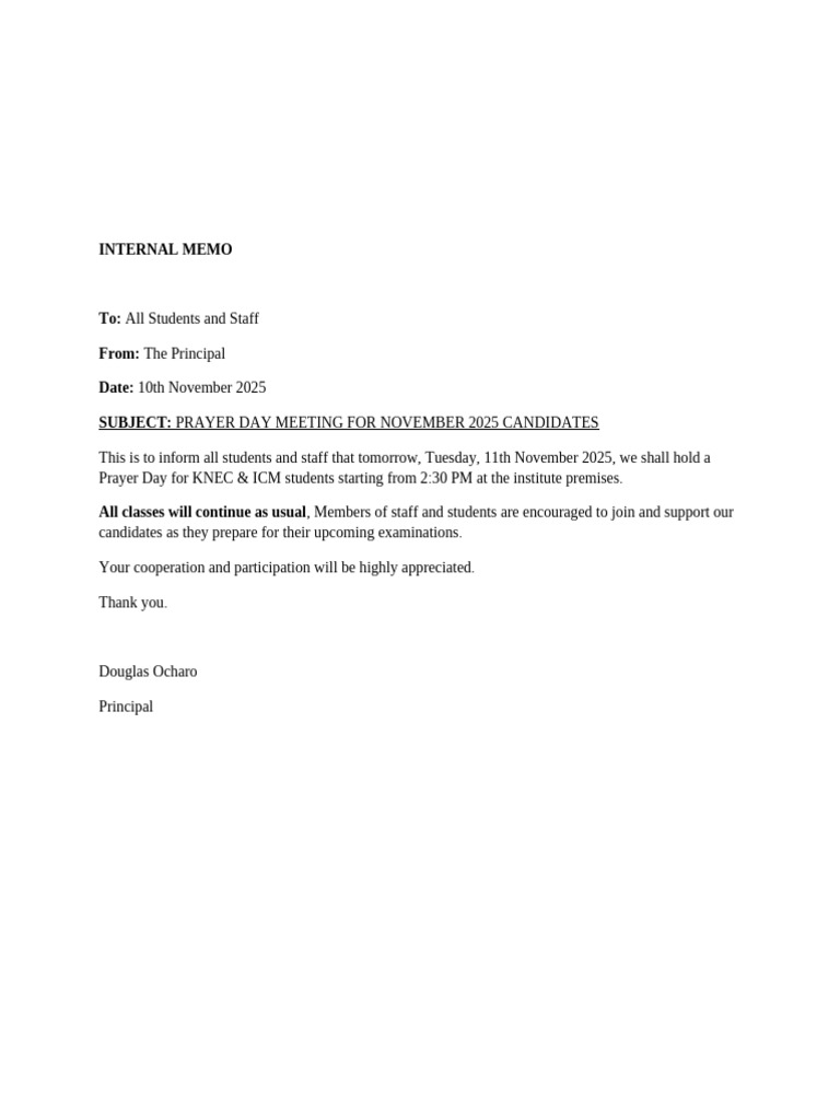 Internal Memo New | PDF