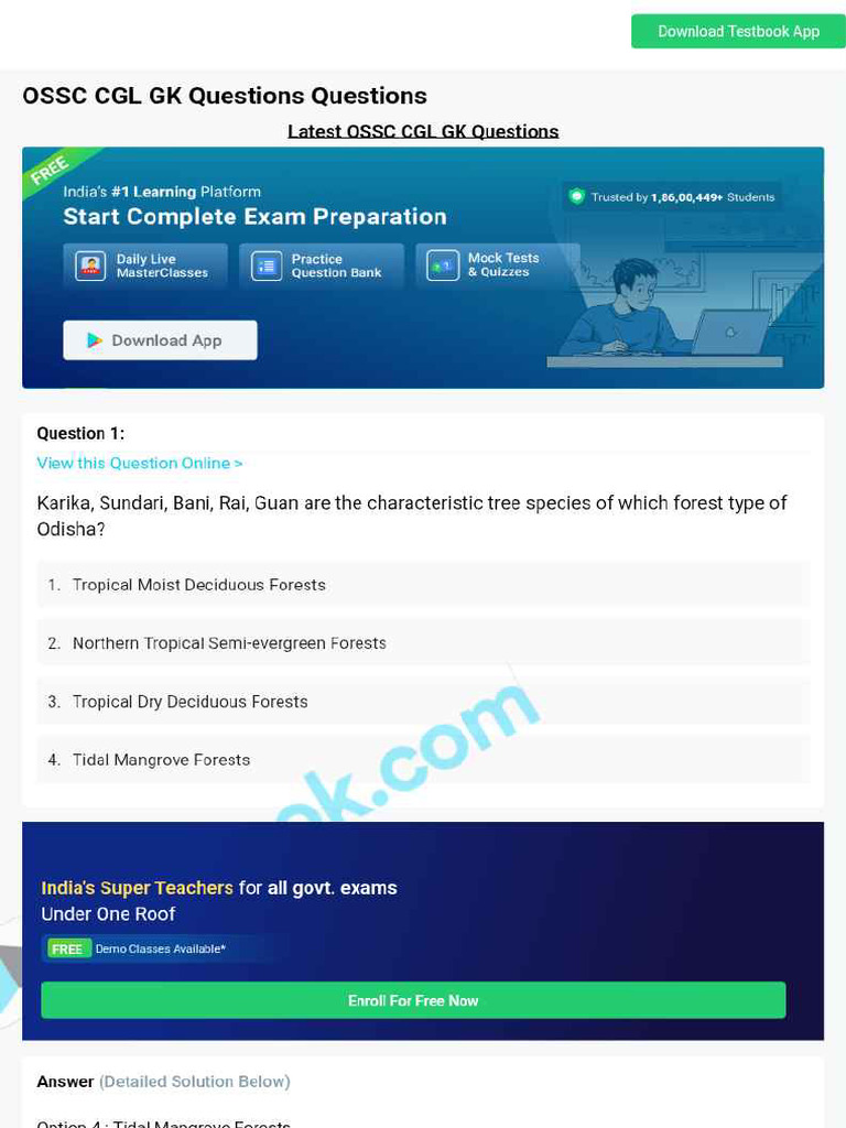 Ossc CGL GK Questions 6479f10861ab3c7586711064 | PDF
