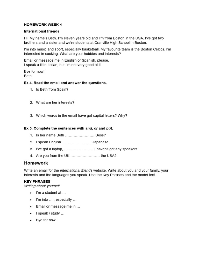 Grammar - Homework Week 4 | PDF