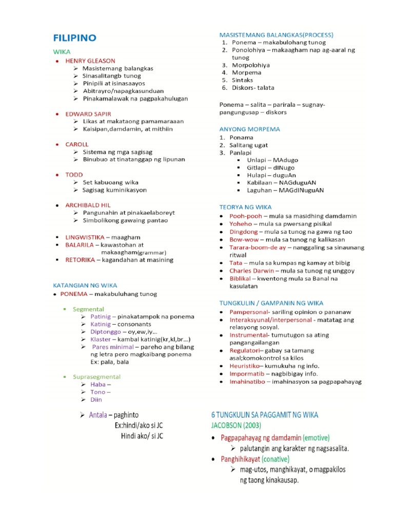 Filipino Reviewer | PDF