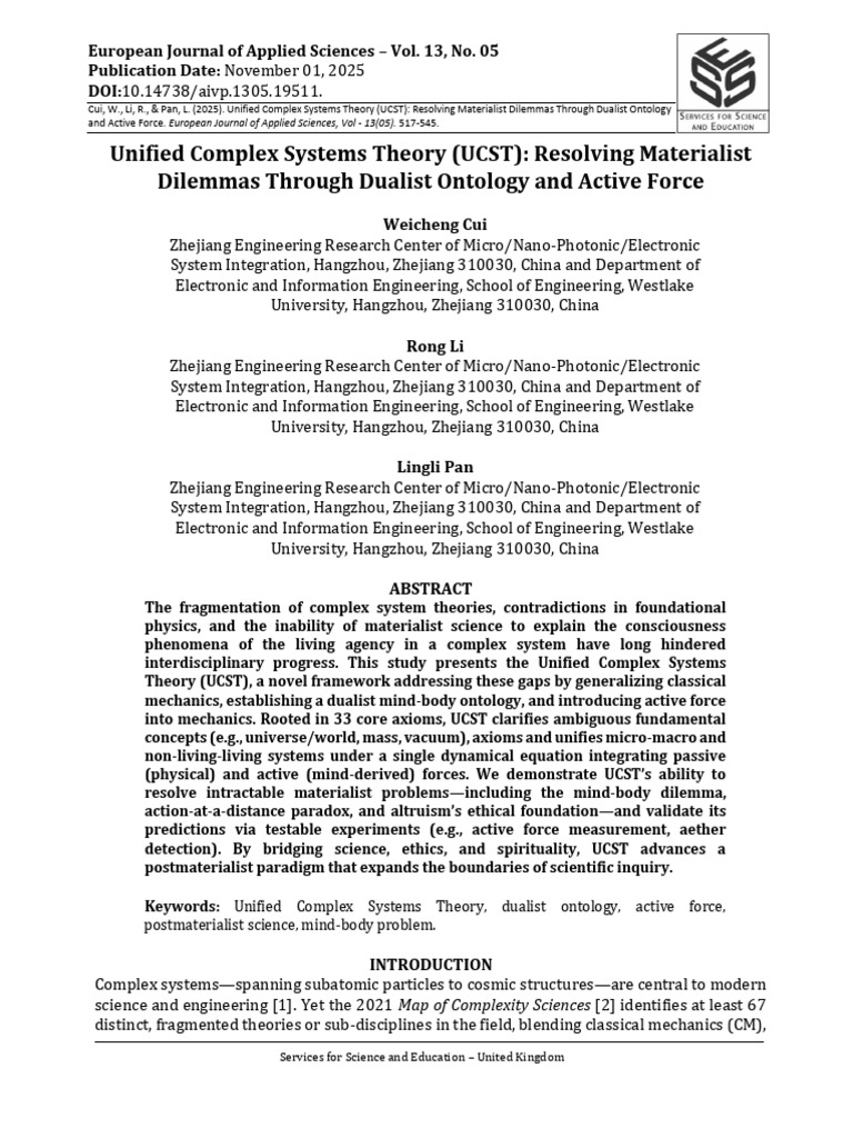 Unified Complex Systems Theory Explained | PDF | Force | Mass