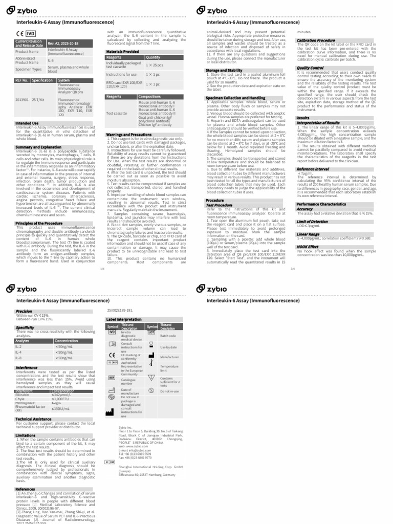 Interleukin-6 Immunofluorescence Assay | PDF | Blood Plasma | Assay