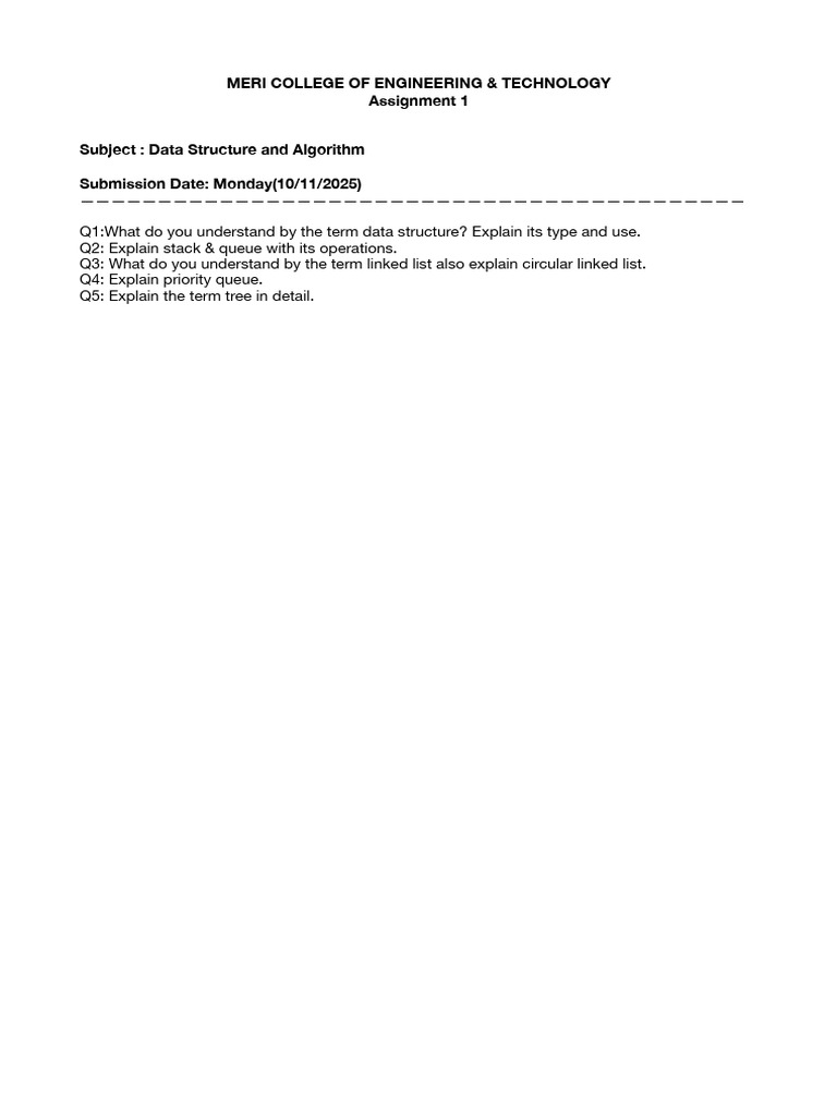 Data Structures Assignment Overview | PDF