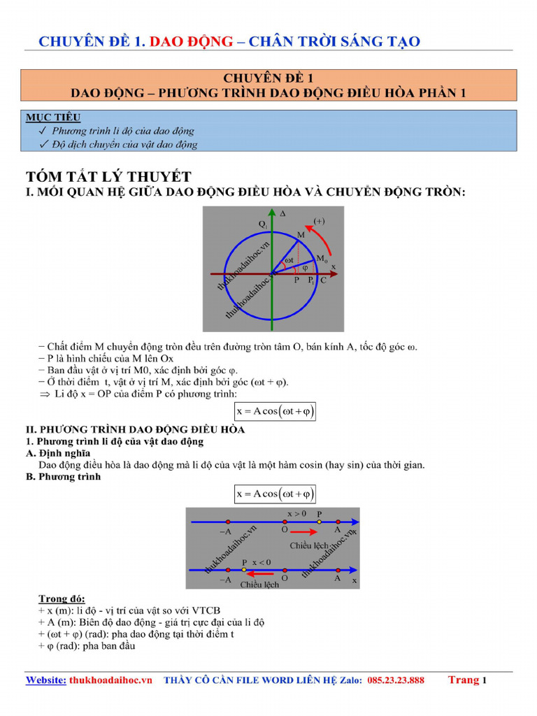 Phuong Trinh Dao Dong Dieu Hoa Phan 1 | PDF
