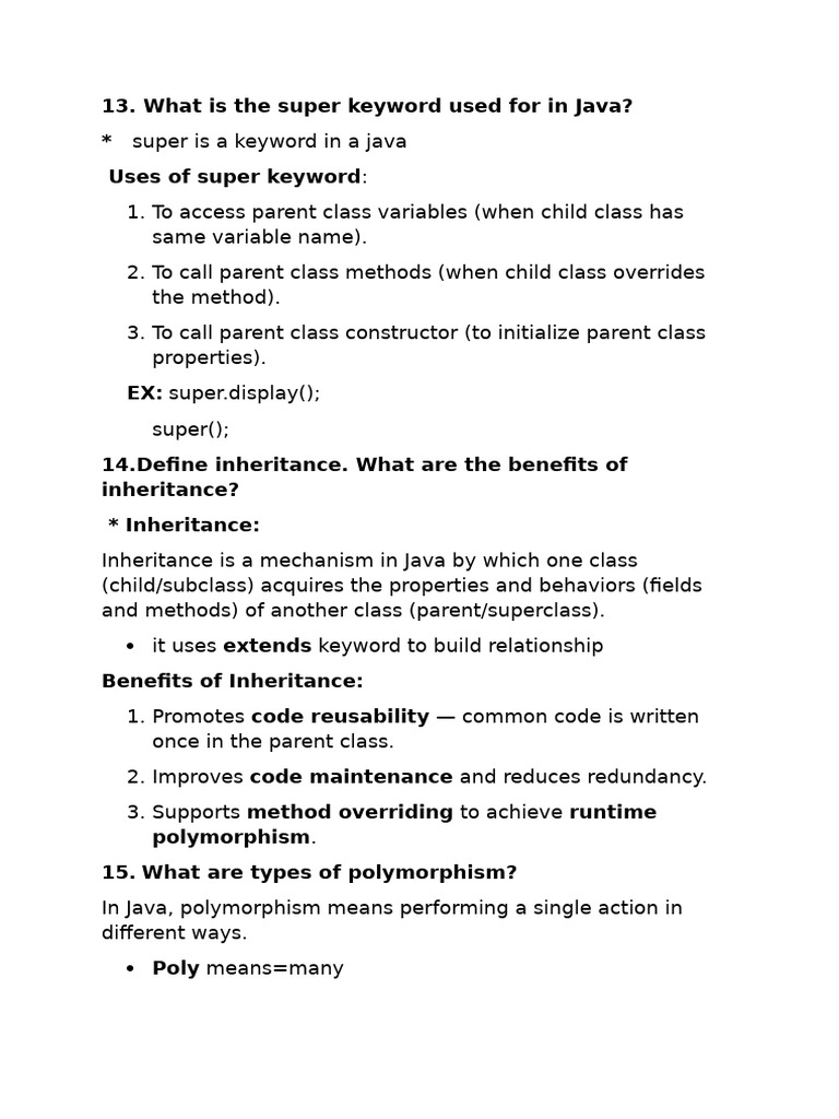 Java Super Keyword and Inheritance Explained | PDF | Inheritance ...