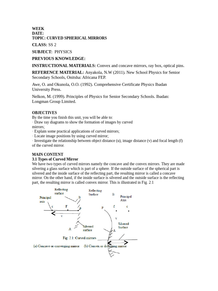 Curved Surfaces | PDF | Mirror | Optics