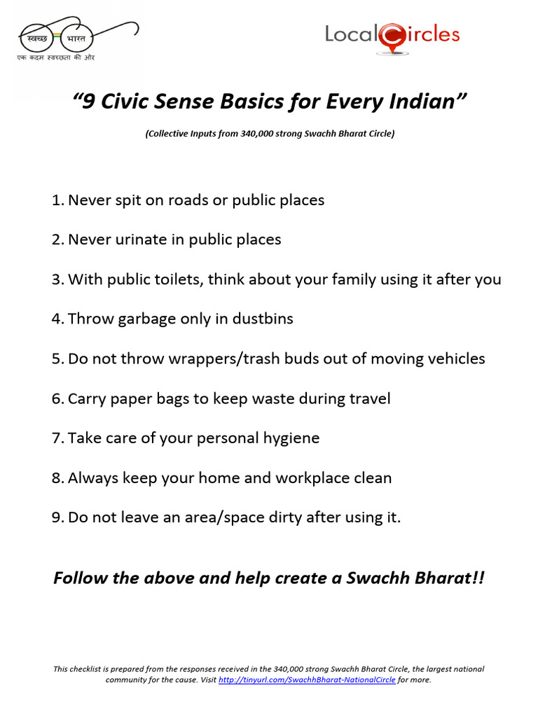 9 Civic Sense Basics For Everyone | PDF