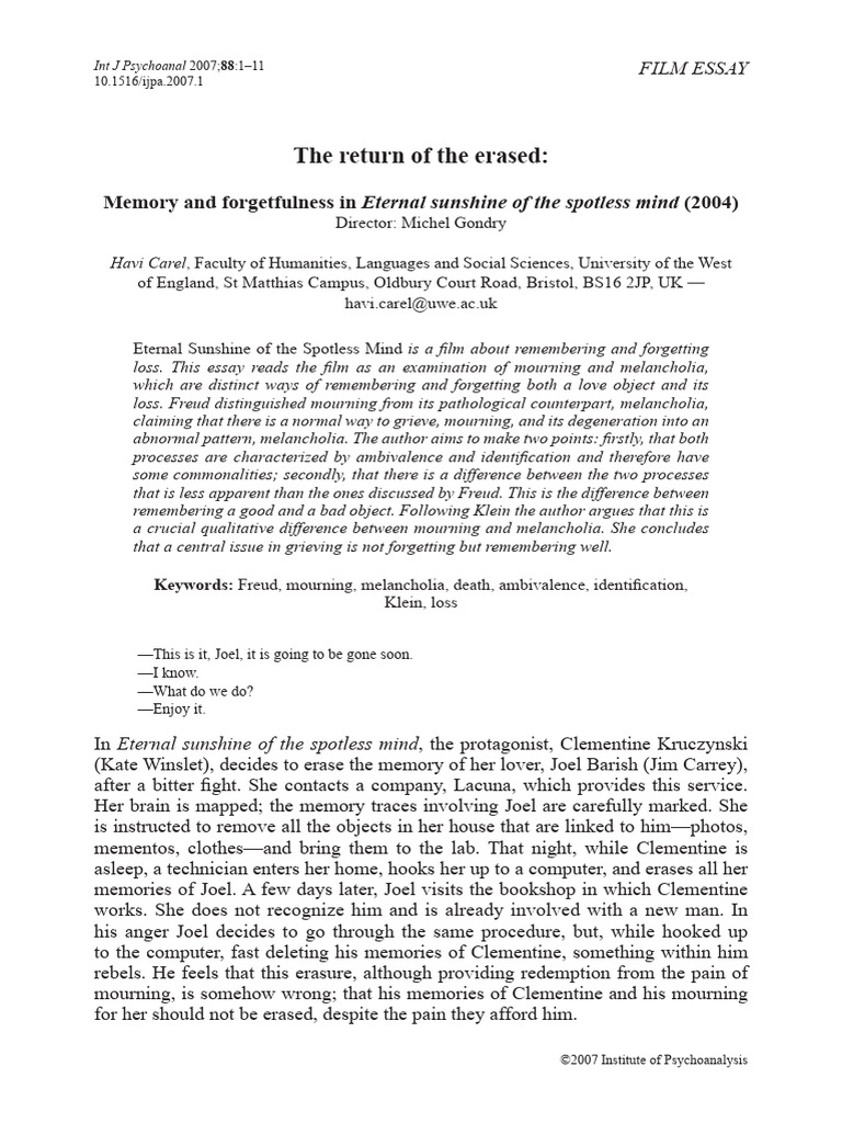The Return of The Erased Memory and Forg | PDF | Psychology