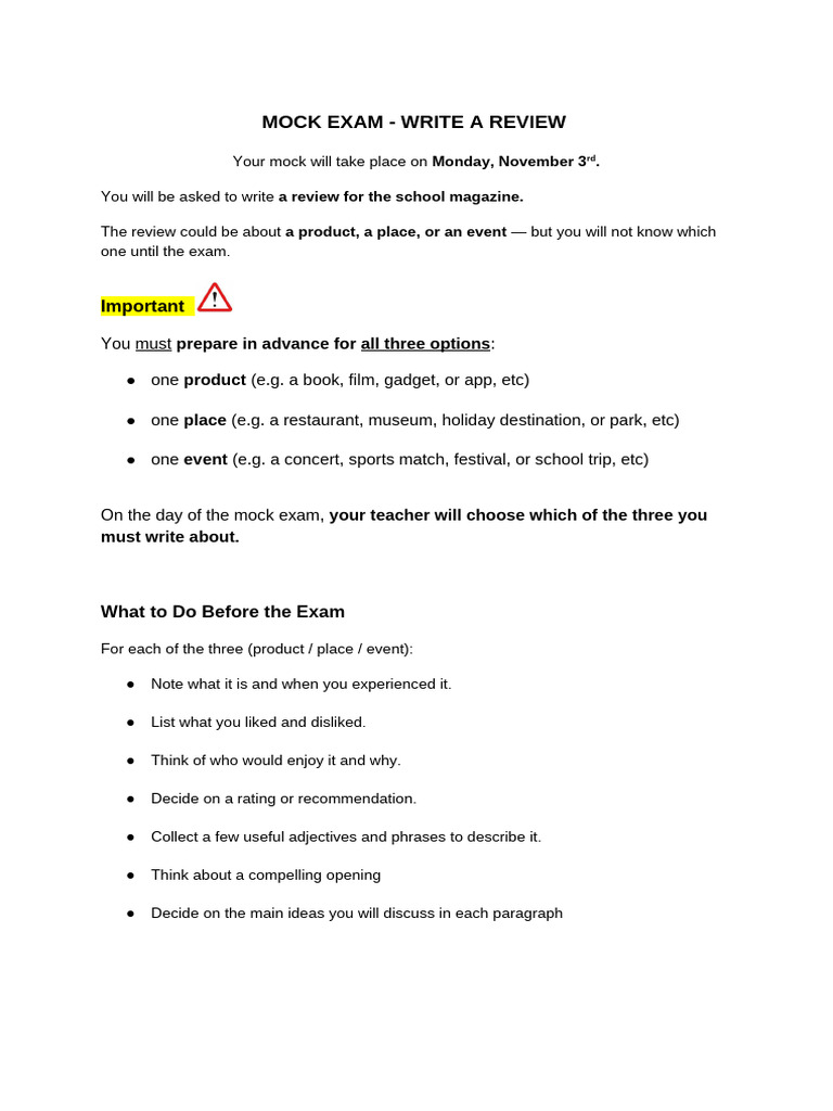 Preparation For Mock - Instructions | PDF | Communication | Human ...