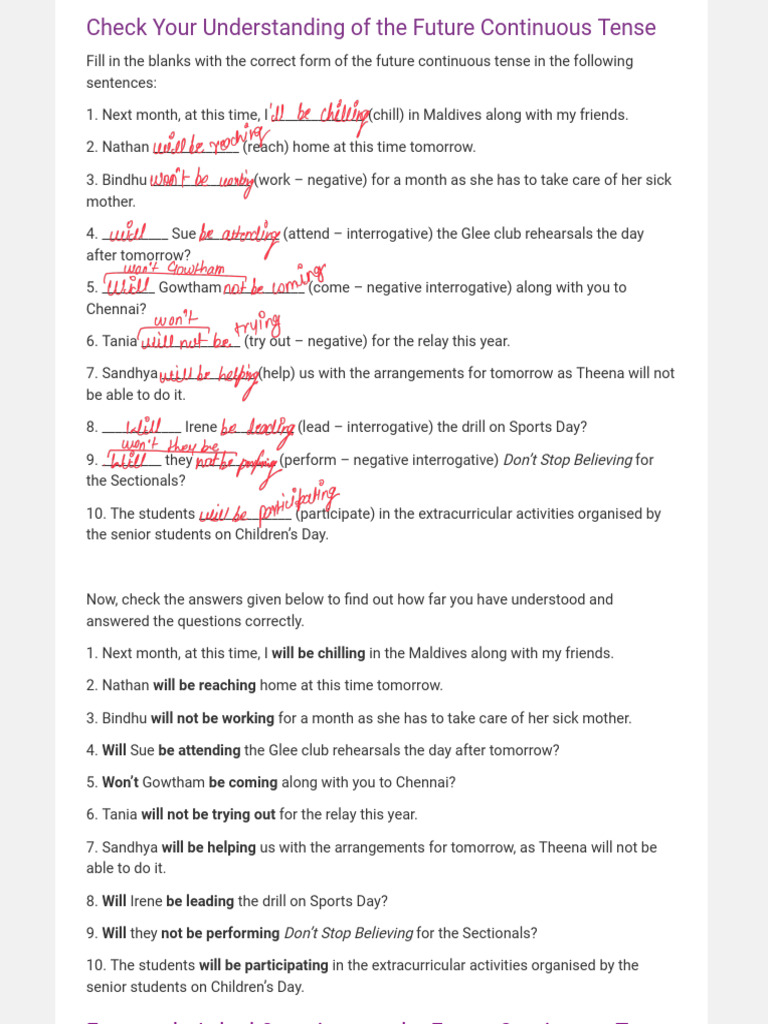 Future Continuous Tense - Meaning, Definition, Formula, Structure ...