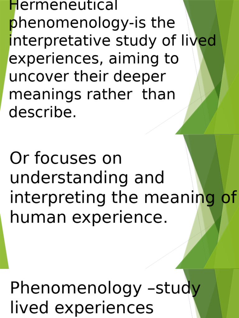 Hermeneutical Phenomenology Explained | PDF | Phenomenology (Philosophy ...