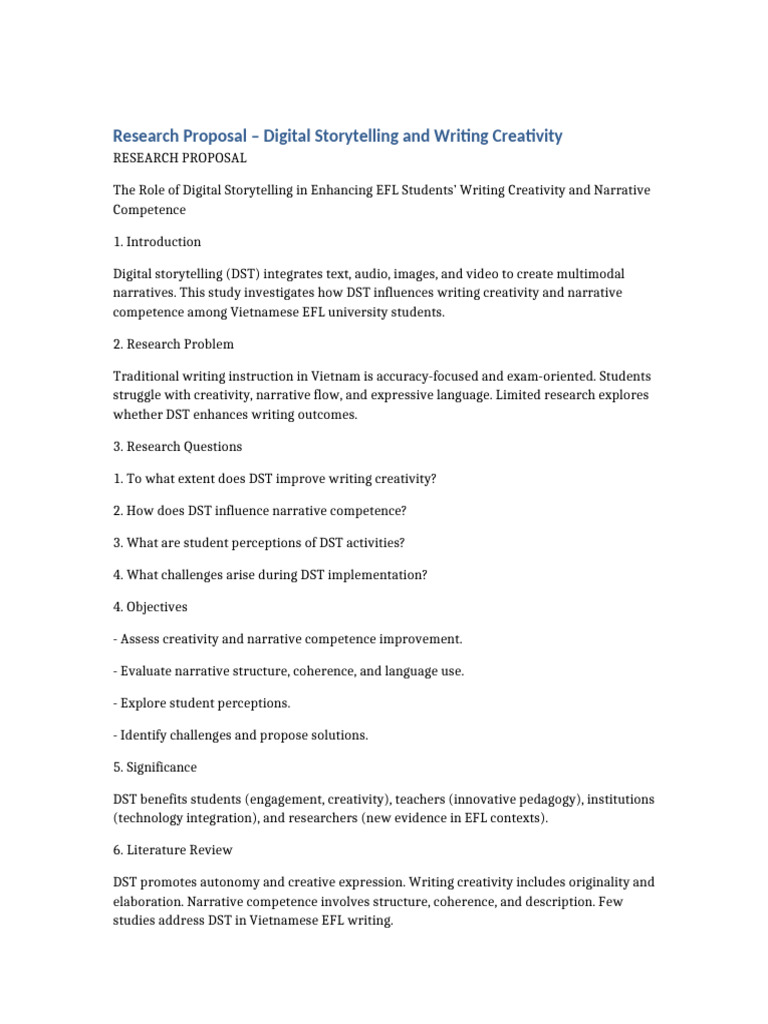 DigitalStorytelling_Writing_Proposal | PDF | Creativity | Narrative