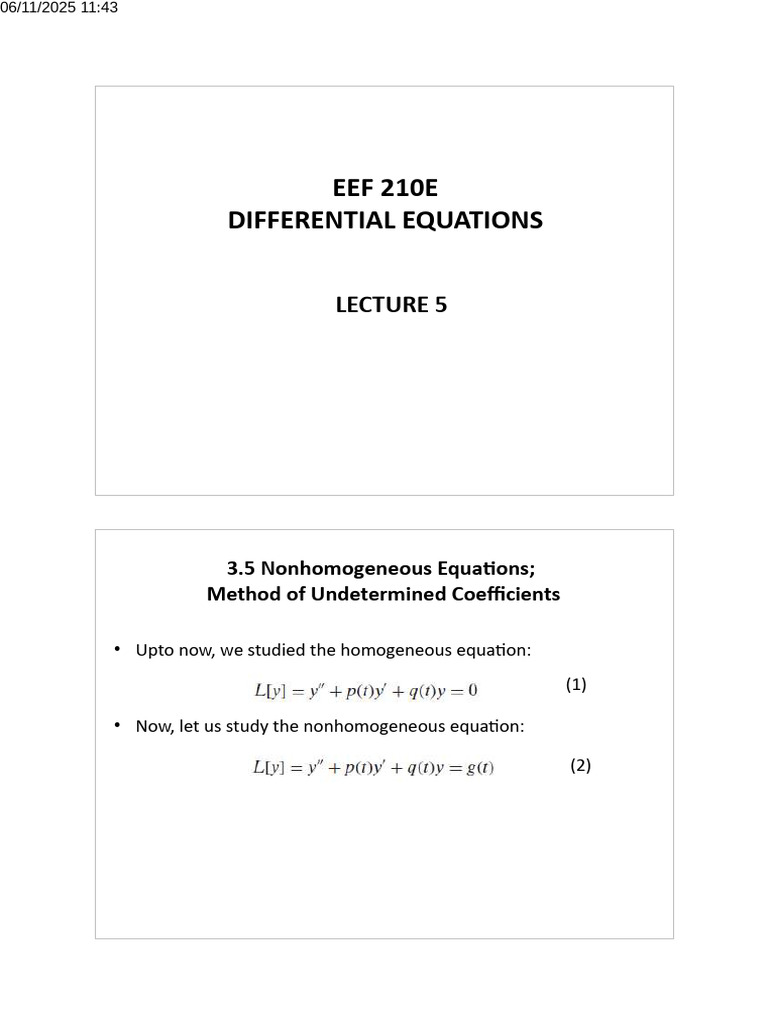 Nonhomogeneous Differential Equations Guide | PDF | Zero Of A Function ...