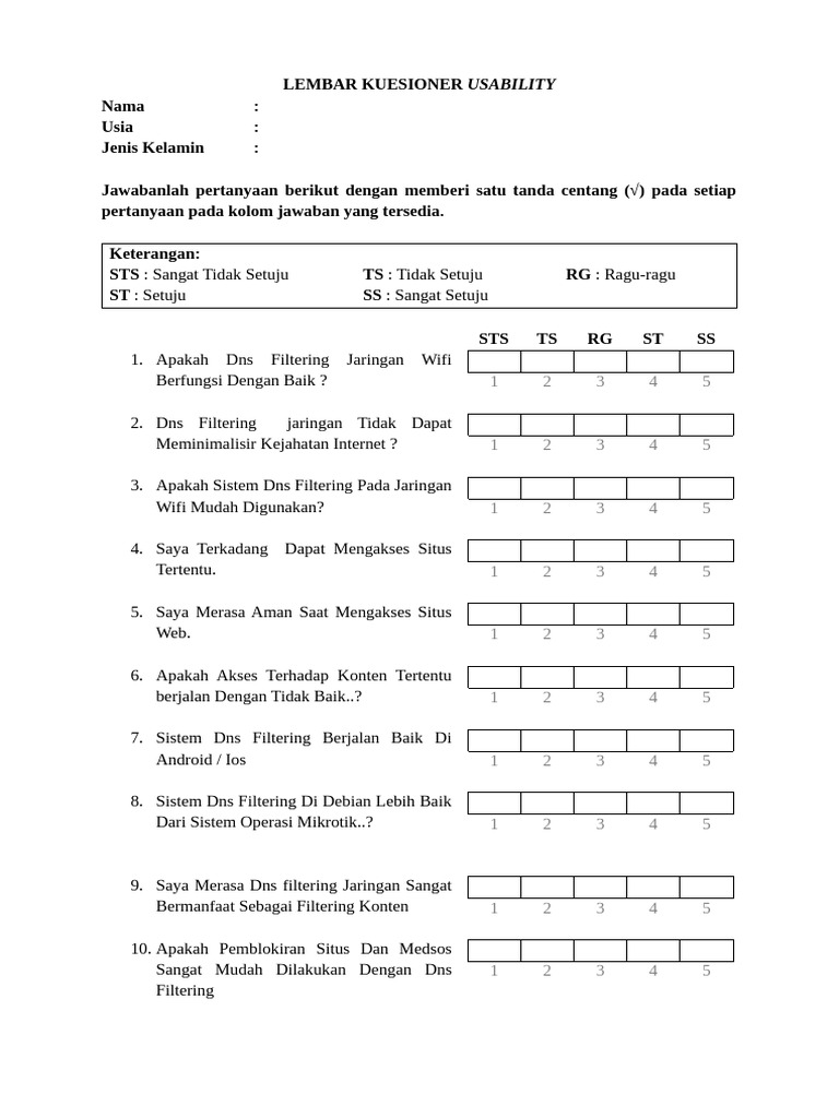 Kuesioner Sus | PDF