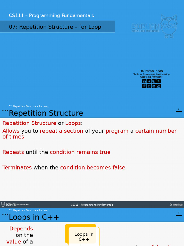 PF08 Repitition Structure - For Loop | PDF | Control Flow | Computing